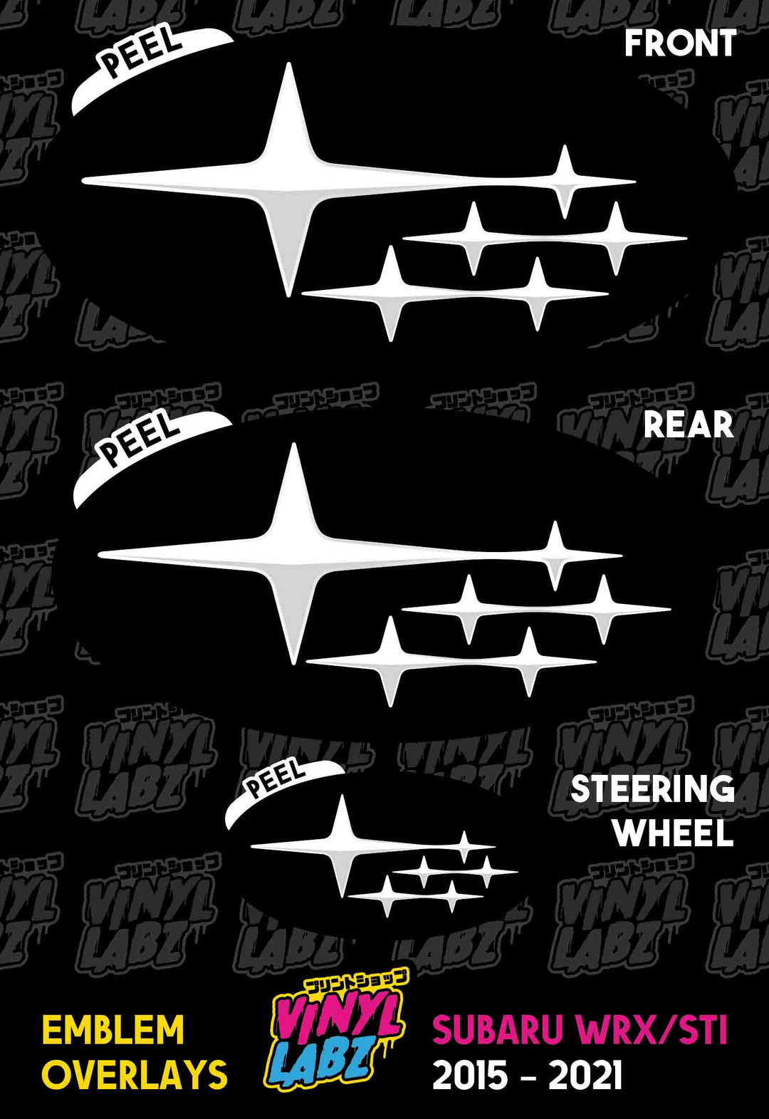 Subaru Vinyl Emblem Overlay (Black and White) | 2015-2021 Subaru WRX/S ...