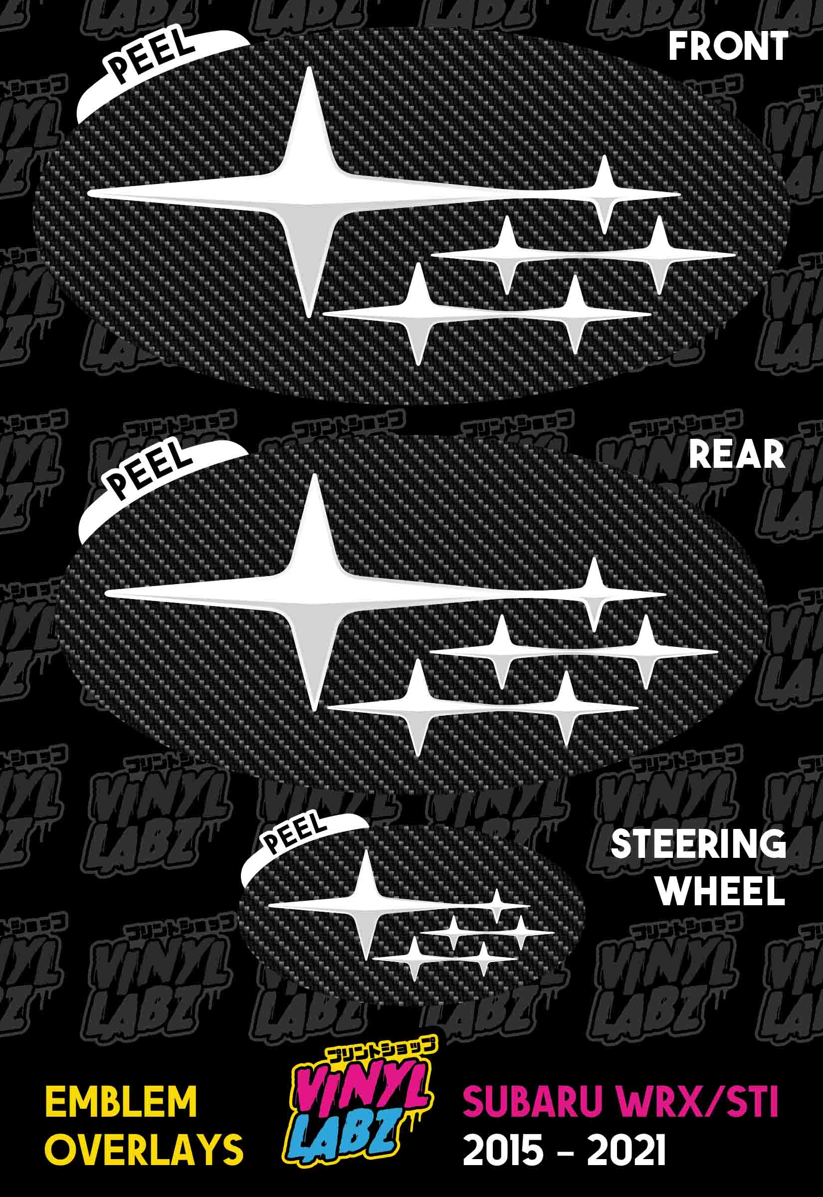 Subaru Vinyl Emblem Overlay (Carbon Fiber and White) | 2015-2021 Subar ...