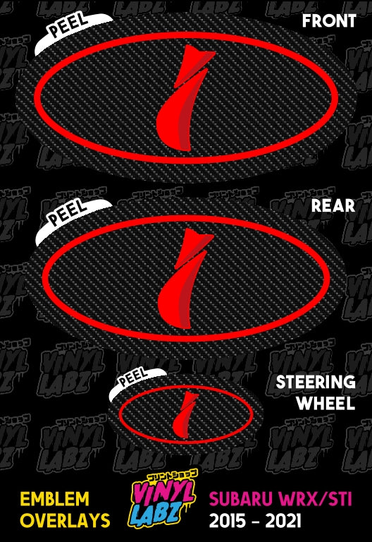 "i" Vinyl Emblem Overlay (Carbon Fiber and Red) | 2015-2021 Subaru WRX ...