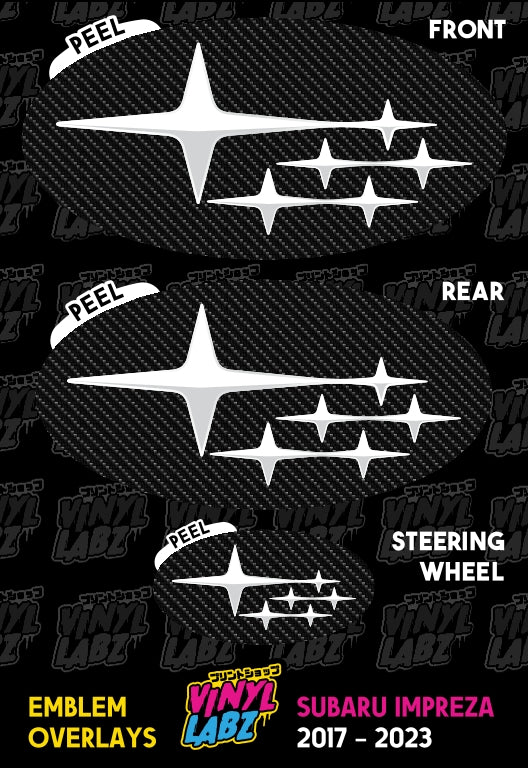 Subaru Vinyl Emblem Overlay (Carbon Fiber and White) | 2017-2023 Subar ...