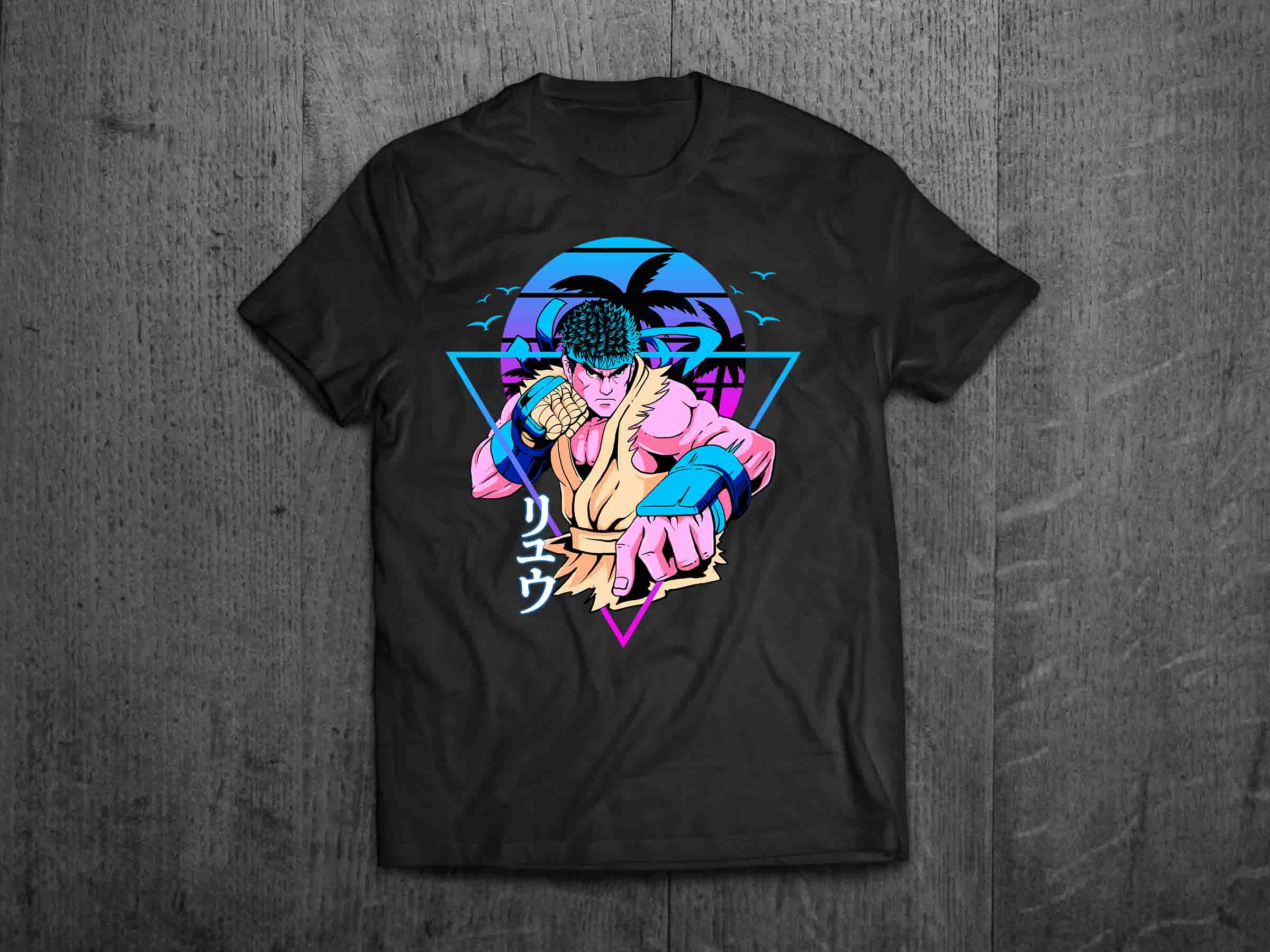 Vapor Wave Ryu T-Shirt BLK (Front Only) – Vinyl Labz